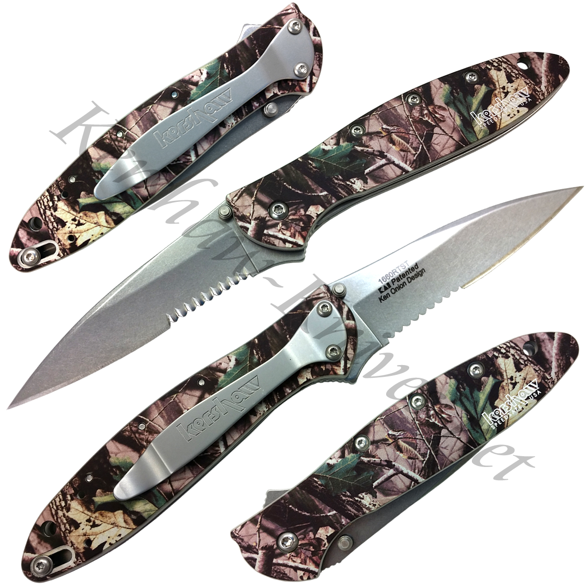 Kershaw 1660RTST Leek Camo Realtree Stonewash Serrated Knife